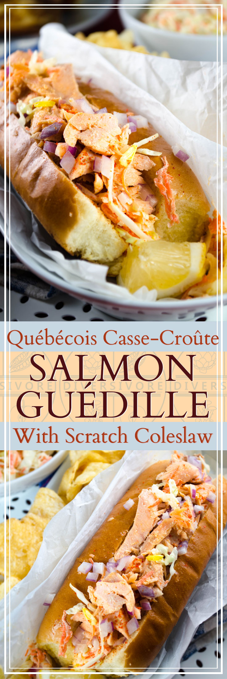 Salmon Guédille (Québécois-style Sandwich with Coleslaw)